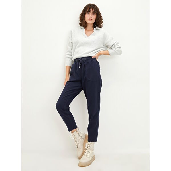 Beli Lastikli Rahat Kalıp Gabardin Kumaş Kadın Pantolon Beli Lastikli Rahat Kalıp Gabardin Kumaş Kadın Pantolon