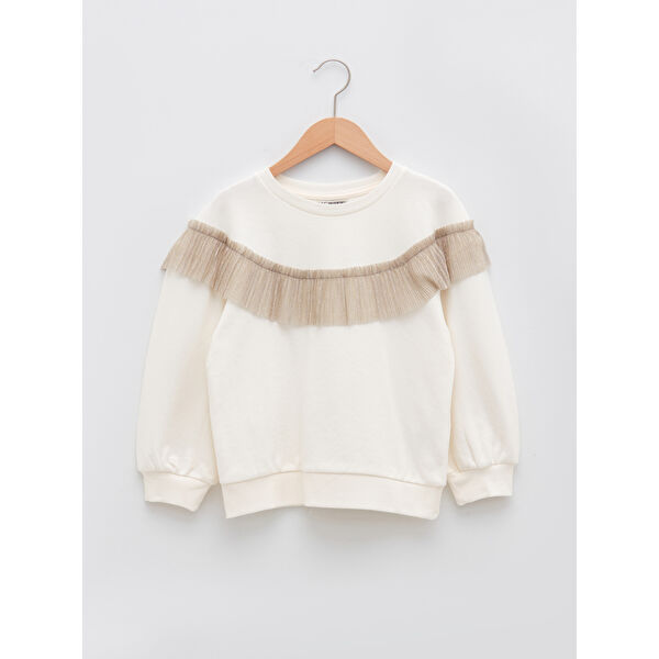 Bisiklet Yaka Fırfır Detaylı Uzun Kollu Kız Çocuk Sweatshirt Bisiklet Yaka Fırfır Detaylı Uzun Kollu Kız Çocuk Sweatshirt
