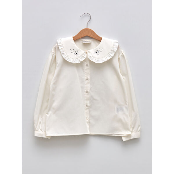 Bebe Yaka Basic Uzun Kollu Poplin Kız Çocuk Gömlek Bebe Yaka Basic Uzun Kollu Poplin Kız Çocuk Gömlek