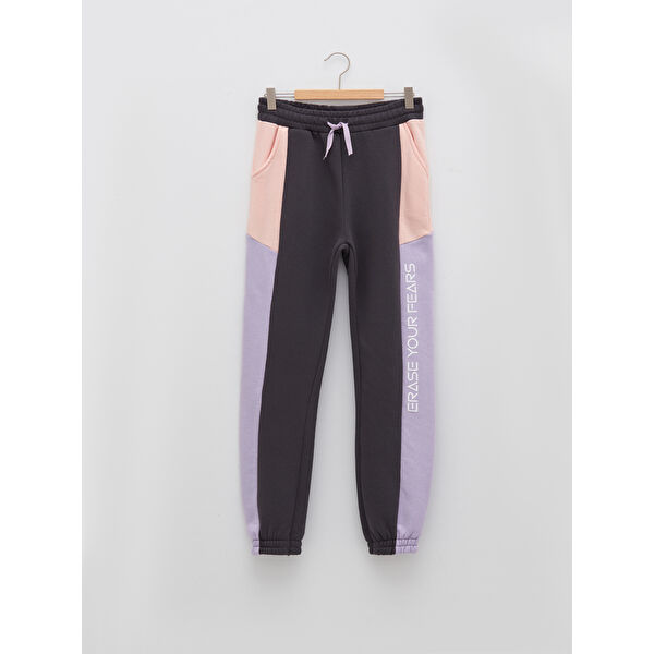 Beli Lastikli Renk Bloklu Kız Çocuk Jogger Eşofman Altı Beli Lastikli Renk Bloklu Kız Çocuk Jogger Eşofman Altı