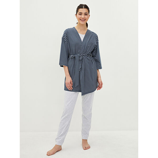 LCW DREAM Kruvaze Yaka Çizgili Uzun Kollu Kadın Sabahlık LCW DREAM Kruvaze Yaka Çizgili Uzun Kollu Kadın Sabahlık