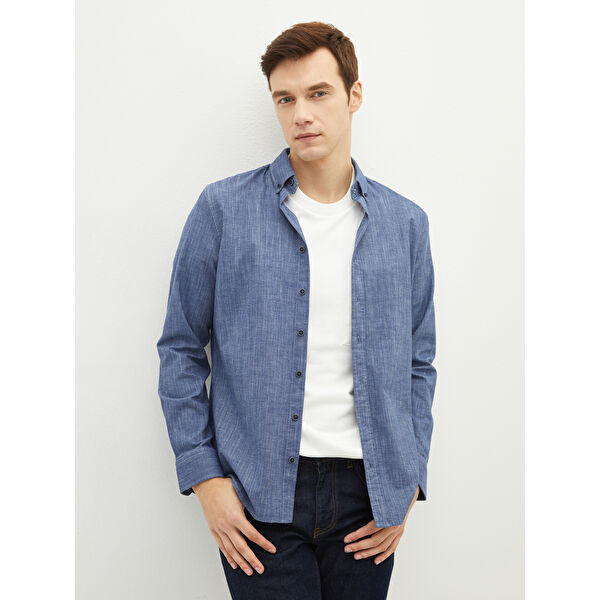 Regular Fit Uzun Kollu Gabardin Erkek Gömlek Regular Fit Uzun Kollu Gabardin Erkek Gömlek