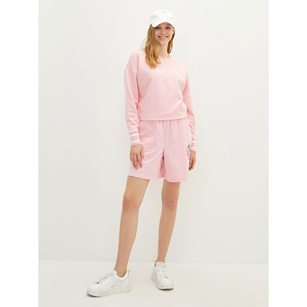 LCW CASUAL Beli Lastikli Standart Fit Baskılı Kadın Bermuda Şort