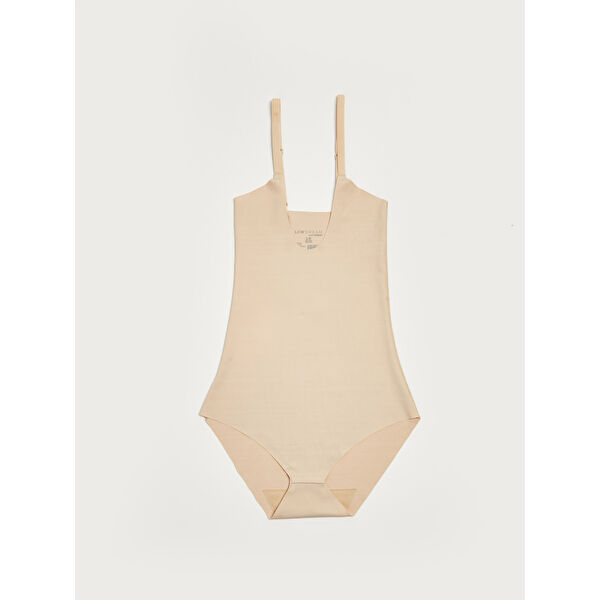 U Yaka Düz Askılı Kadın Çıtçıtlı Body