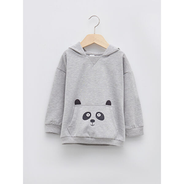 Kapüşonlu Uzun Kollu Baskılı Erkek Bebek Sweatshirt