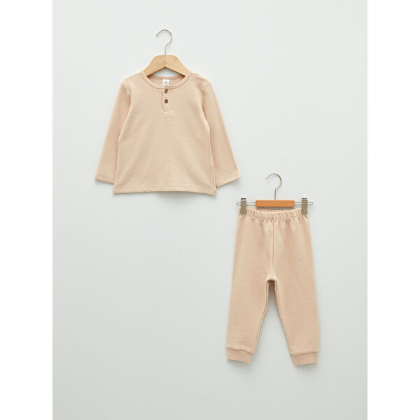 Bisiklet Yaka Uzun Kol Basic Kız Bebek Pijama Takımı