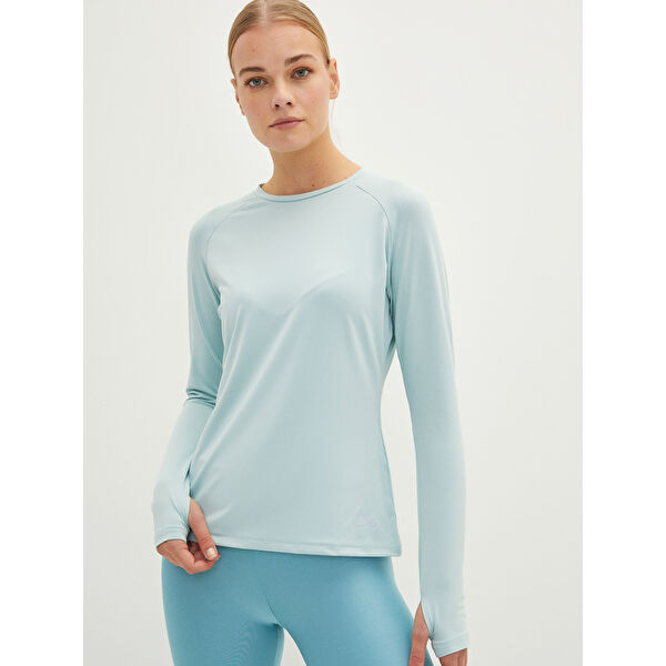 Bisiklet Yaka Baskılı Uzun Kollu Kadın Outdoor Tişört