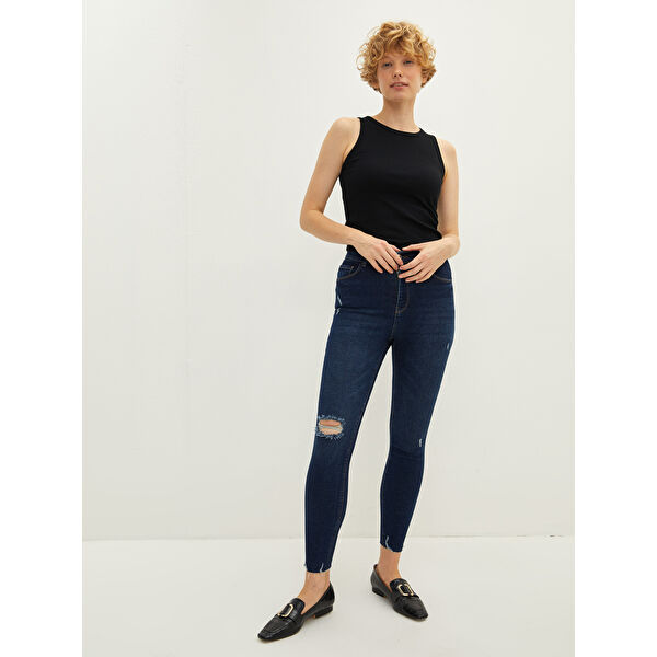Yüksek Bel Süper Skinny Fit Cep Detaylı Kadın Rodeo Jean Pantolon Yüksek Bel Süper Skinny Fit Cep Detaylı Kadın Rodeo Jean Pantolon