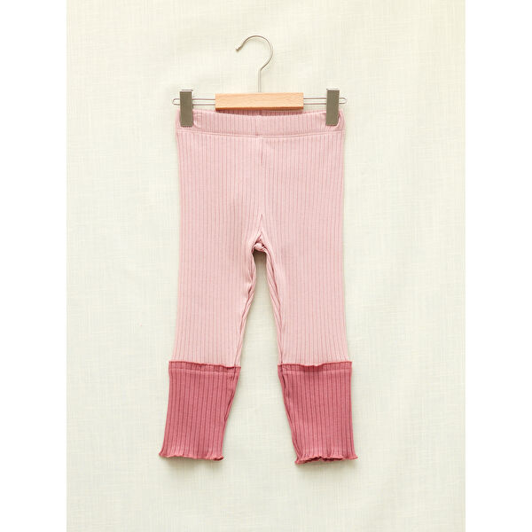 LCW GREEN Beli Lastikli Renk Bloklu Organik Pamuklu Kız Bebek Tayt