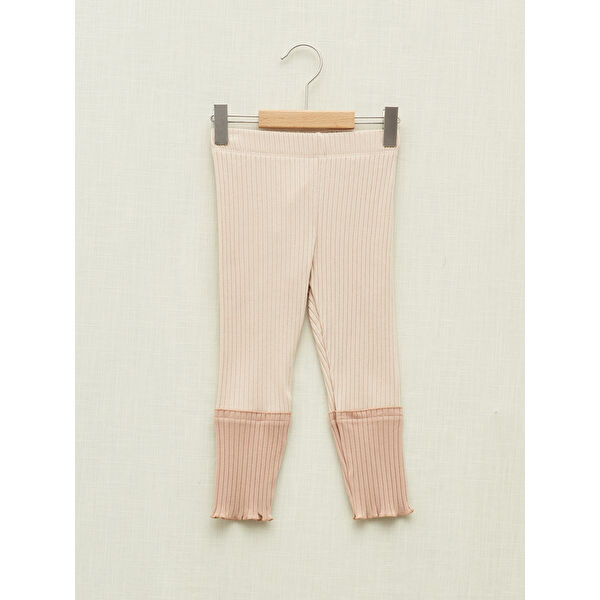 Beli Lastikli Renk Bloklu Organik Pamuklu Kız Bebek Tayt