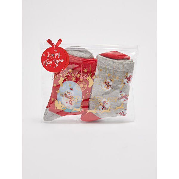 Yılbaşı Temalı Kız Çocuk Soket Çorap 2'li