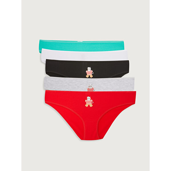 Baskılı Kadın Bikini Külot 5'li Paket Baskılı Kadın Bikini Külot 5'li Paket