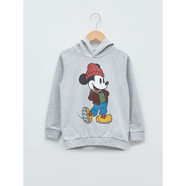 Kapüşonlu Mickey Mouse Baskılı Uzun Kollu Erkek Çocuk Sweatshirt Kapüşonlu Mickey Mouse Baskılı Uzun Kollu Erkek Çocuk Sweatshirt