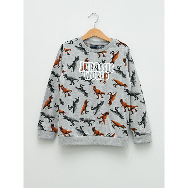 Bisiklet Yaka Jurassic World Baskılı Uzun Kollu Erkek Çocuk Sweatshirt Bisiklet Yaka Jurassic World Baskılı Uzun Kollu Erkek Çocuk Sweatshirt