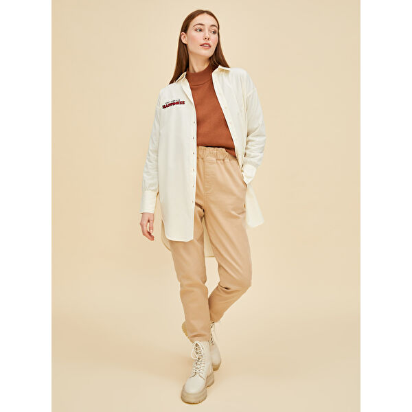 Rahat Kalıp Düz Cep Detaylı Gabardin Kumaş Kadın Pantolon Rahat Kalıp Düz Cep Detaylı Gabardin Kumaş Kadın Pantolon