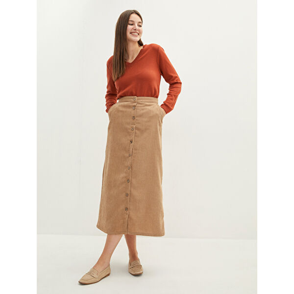 Beli Lastikli Kadife Kadın Etek