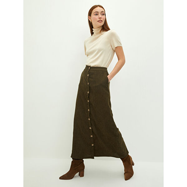 Beli Lastikli Kadife Kadın Etek