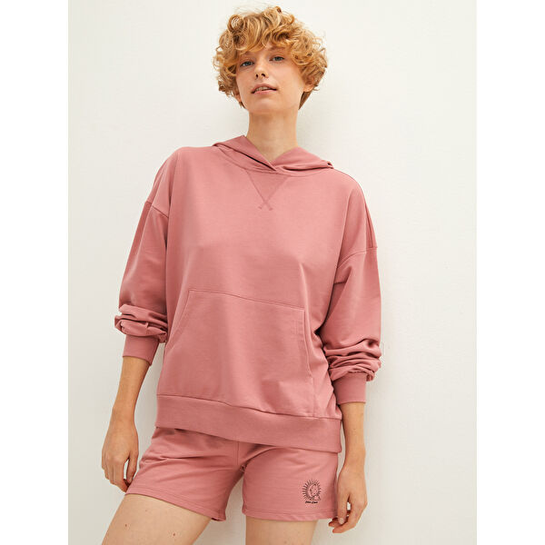 Kapüşon Yaka Düz Uzun Kollu Kadın Sweatshirt Kapüşon Yaka Düz Uzun Kollu Kadın Sweatshirt