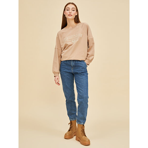 Mom Fit Cep Detaylı Kadın Rodeo Jean Pantolon Mom Fit Cep Detaylı Kadın Rodeo Jean Pantolon