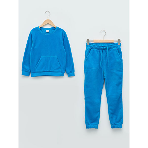 Bisiklet Yaka Basic Uzun Kollu Polar Erkek Çocuk Sweatshirt ve Eşofman Altı Bisiklet Yaka Basic Uzun Kollu Polar Erkek Çocuk Sweatshirt ve Eşofman Altı