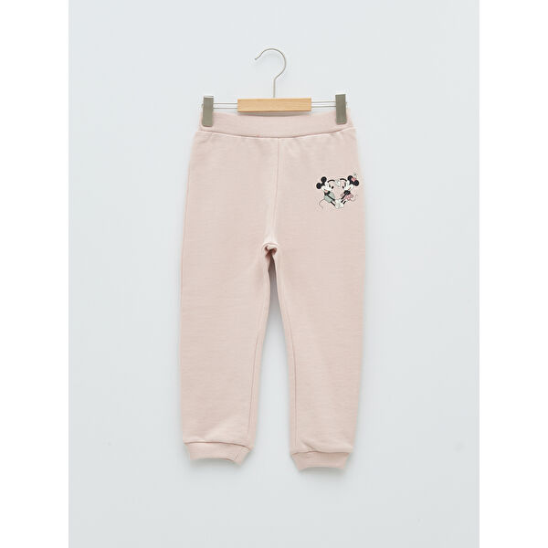 Beli Lastikli Minnie Mouse Baskılı Pamuklu Kız Bebek Eşofman Alt