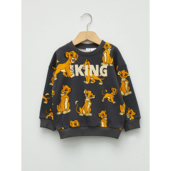 Bisiklet Yaka Aslan Kral Baskılı Uzun Kollu Erkek Bebek Sweatshirt Bisiklet Yaka Aslan Kral Baskılı Uzun Kollu Erkek Bebek Sweatshirt