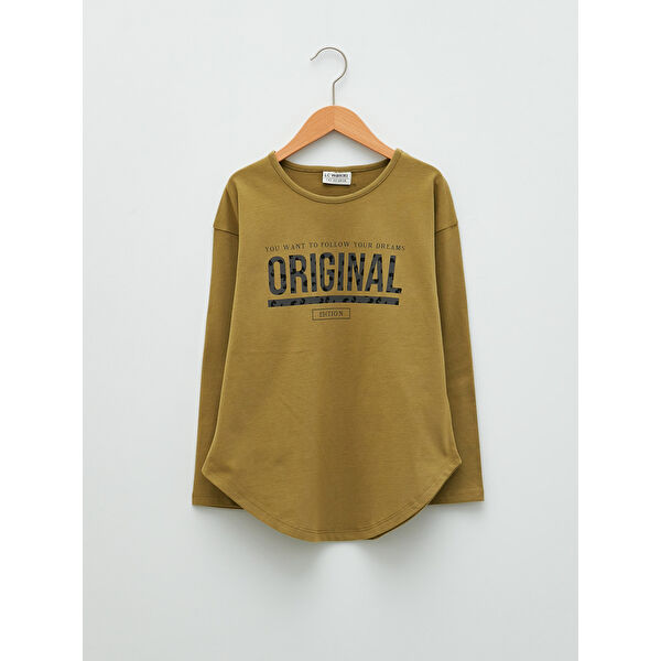 Bisiklet Yaka Baskılı Uzun Kollu Kız Çocuk Tunik