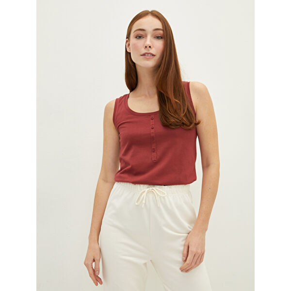 U Yaka Düz Kolsuz Pamuklu Kadın Atlet