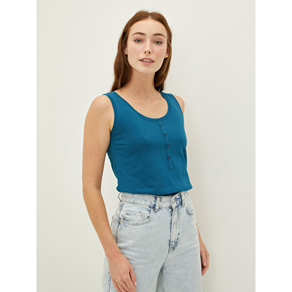 U Yaka Düz Kolsuz Pamuklu Kadın Atlet