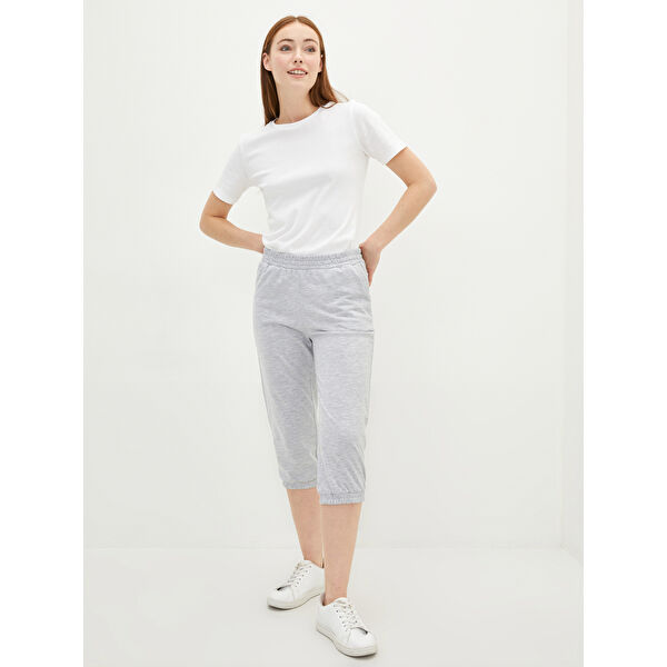 Beli Lastikli Düz Cep Detaylı Kadın Capri