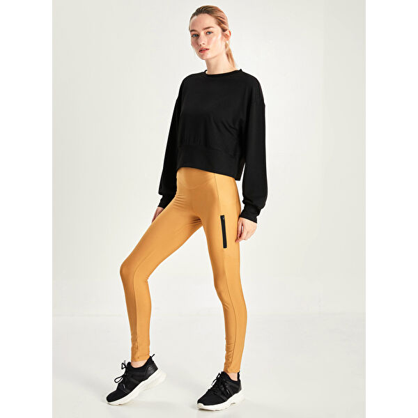 Beli Lastikli Düz Cep Detaylı Kadın Spor Tayt