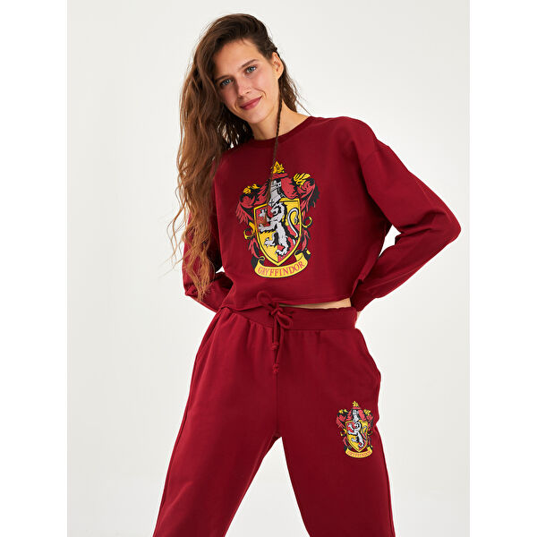 Bisiklet Yaka Harry Potter Baskılı Uzun Kollu Pamuklu Kadın Sweatshirt Bisiklet Yaka Harry Potter Baskılı Uzun Kollu Pamuklu Kadın Sweatshirt