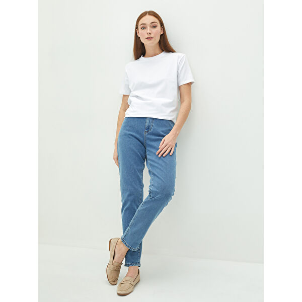 Standart Fit Cep Detaylı Kadın Rodeo Jean Pantolon Standart Fit Cep Detaylı Kadın Rodeo Jean Pantolon