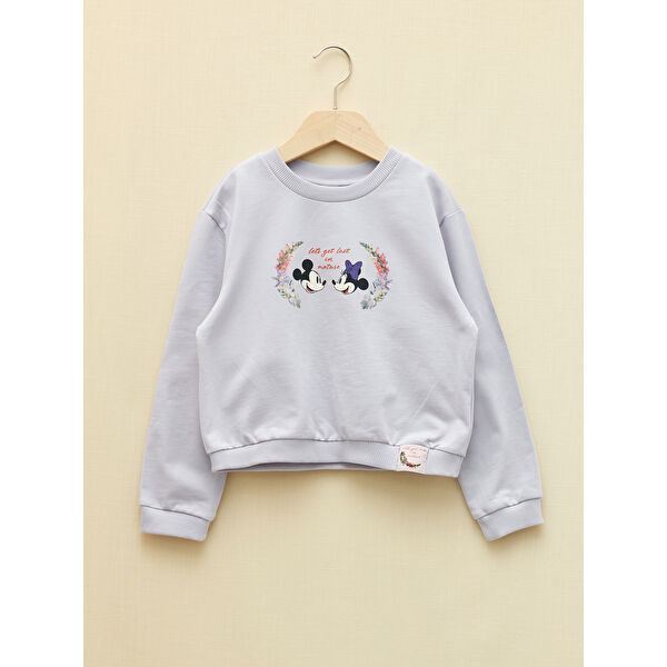 Bisiklet Yaka Minnie ve Mickey Mouse Baskılı Uzun Kollu Organik Pamuklu Kız Çocuk Sweatshirt Bisiklet Yaka Minnie ve Mickey Mouse Baskılı Uzun Kollu Organik Pamuklu Kız Çocuk Sweatshirt