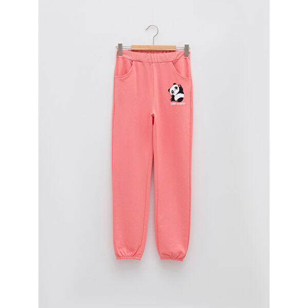 Beli Lastikli Baskılı Kız Çocuk Jogger Eşofman Altı