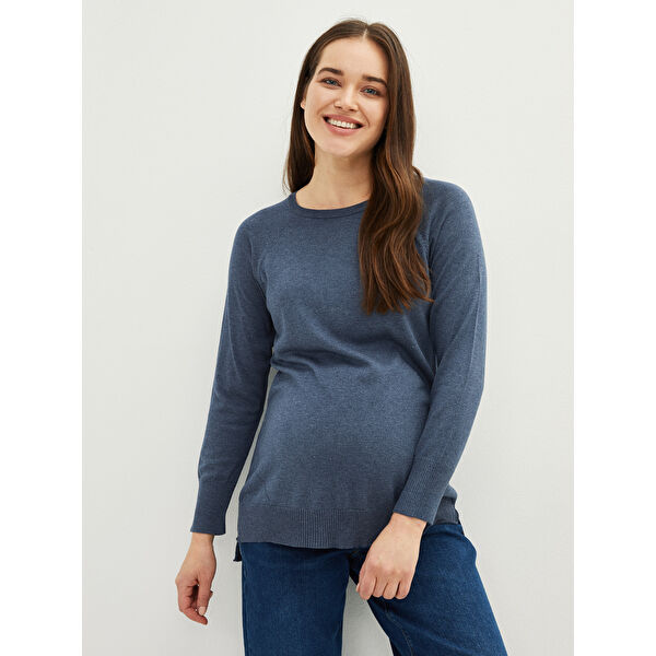 Bisiklet Yaka Düz Uzun Kollu Hamile Triko Kazak Bisiklet Yaka Düz Uzun Kollu Hamile Triko Kazak