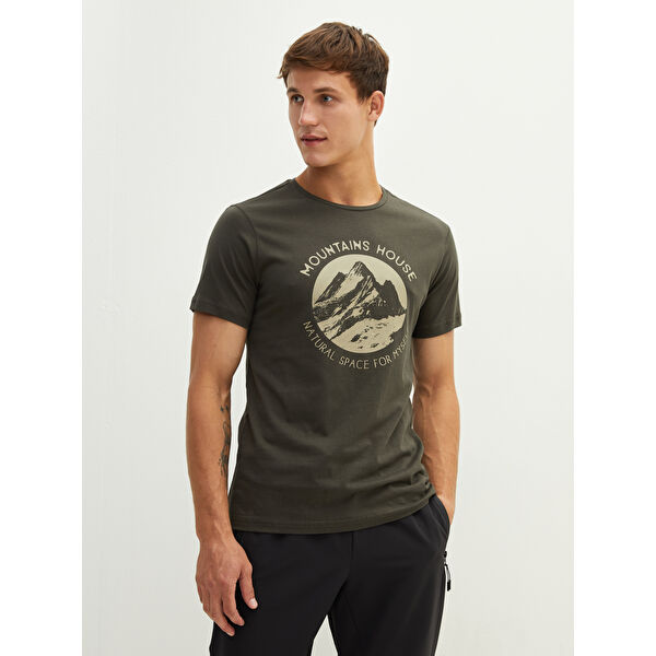 Outdoor Bisiklet Yaka Kısa Kollu Baskılı Erkek Tişört