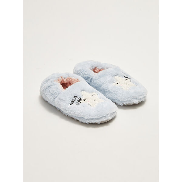 Nakış Detaylı Pelüş Kız Çocuk Ev Terliği