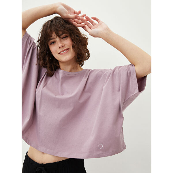 Bisiklet Yaka Baskılı Pamuklu Kadın Pijama Üst Bisiklet Yaka Baskılı Pamuklu Kadın Pijama Üst