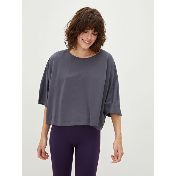 Bisiklet Yaka Baskılı Pamuklu Kadın Pijama Üst