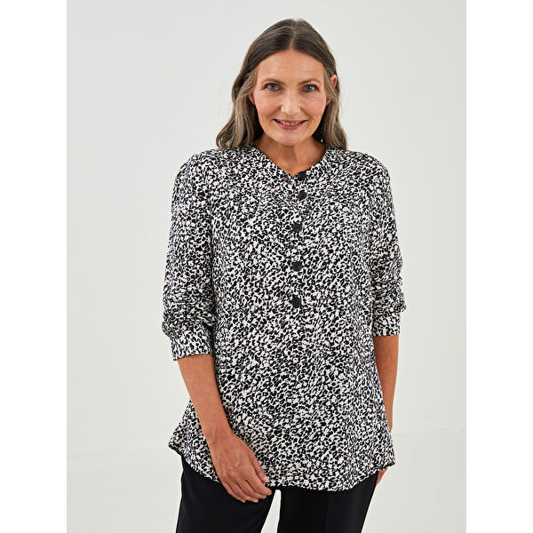 LCW GRACE Hakim Yaka Desenli Uzun Kollu Viskon Kadın Bluz