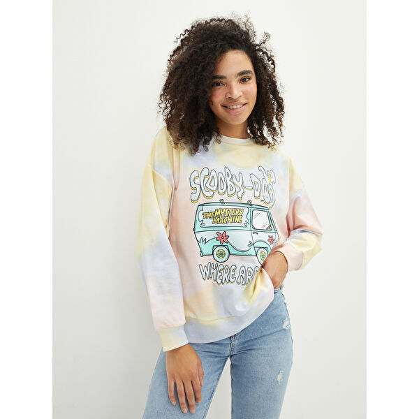 Bisiklet Yaka Scooby Doo Baskılı Uzun Kollu Kadın Sweatshirt