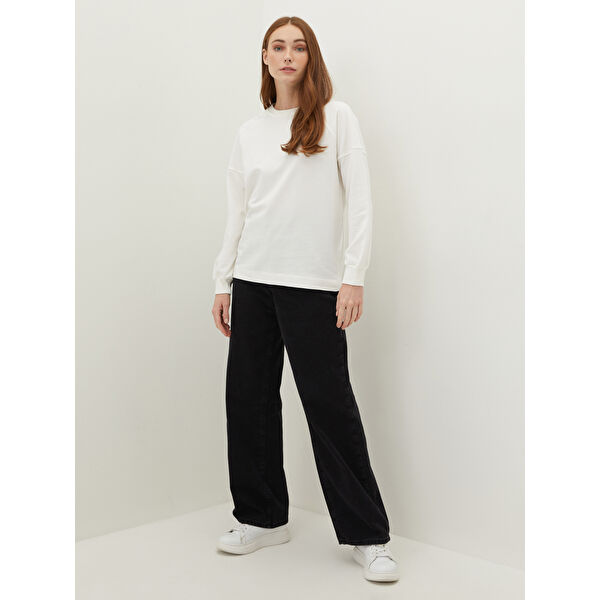 Bisiklet Yaka Düz Uzun Kollu Kadın Tunik