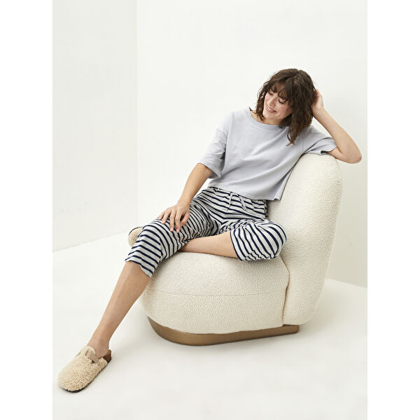 LCW DREAM Beli Lastikli Çizgili Pamuklu Kadın Pijama Alt