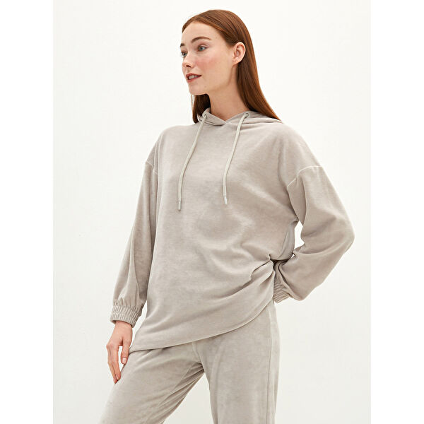 LCW MODEST Kapüşonlu Düz Uzun Kollu Kadife Kadın Tunik LCW MODEST Kapüşonlu Düz Uzun Kollu Kadife Kadın Tunik