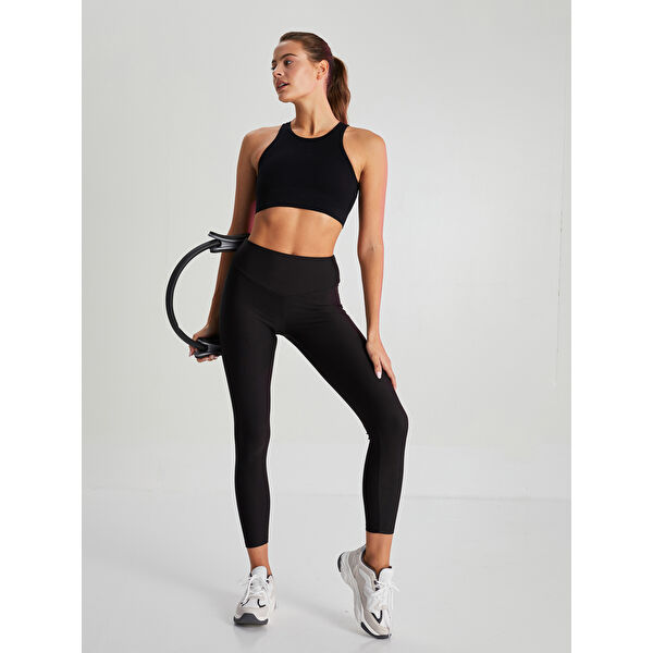 Beli Lastikli Düz Kadın Spor Tayt