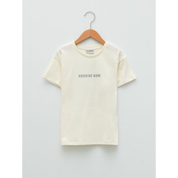 Bisiklet Yaka Baskılı Kısa Kollu Pamuklu Kız Çocuk Tişört Anne Kız Kombini