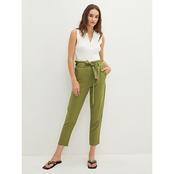 Beli Lastikli Bol Fit Cep Detaylı Viskon Kadın Pantolon Beli Lastikli Bol Fit Cep Detaylı Viskon Kadın Pantolon