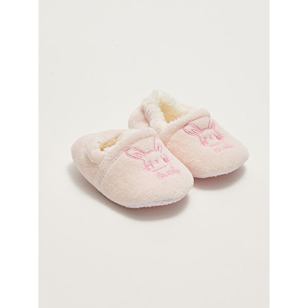Nakış Detaylı Lastikli Kız Bebek Yürüme Öncesi Ev Ayakkabı