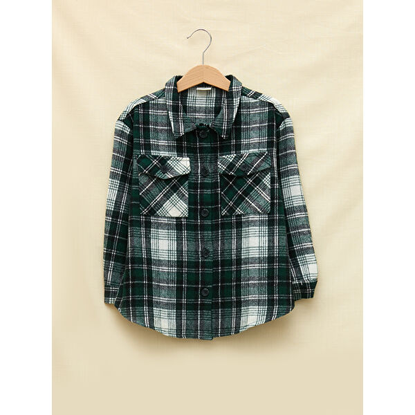 Ekose Uzun Kollu Kız Çocuk Gömlek Ceket